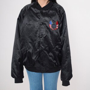 Satin Uniform Jacket 90s AFL-CIO Iron Workers Union Jacket Black Bomber ...