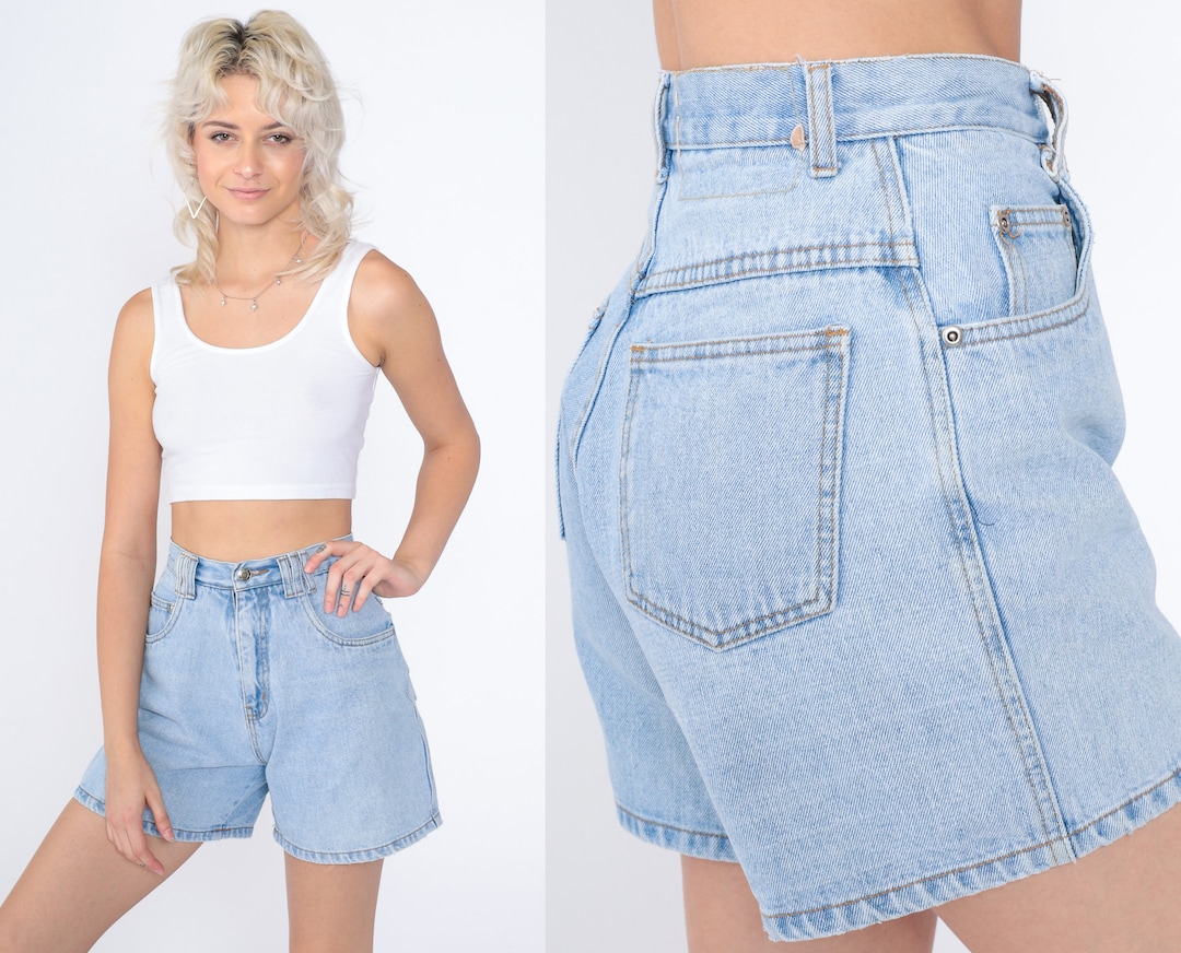 90s Jean Shorts High Waisted Denim Mom Shorts Retro Mid Length - Etsy