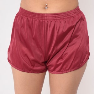 80s Gym Shorts Raspberry Red Dolphin Style High Elastic Waisted Jogging ...