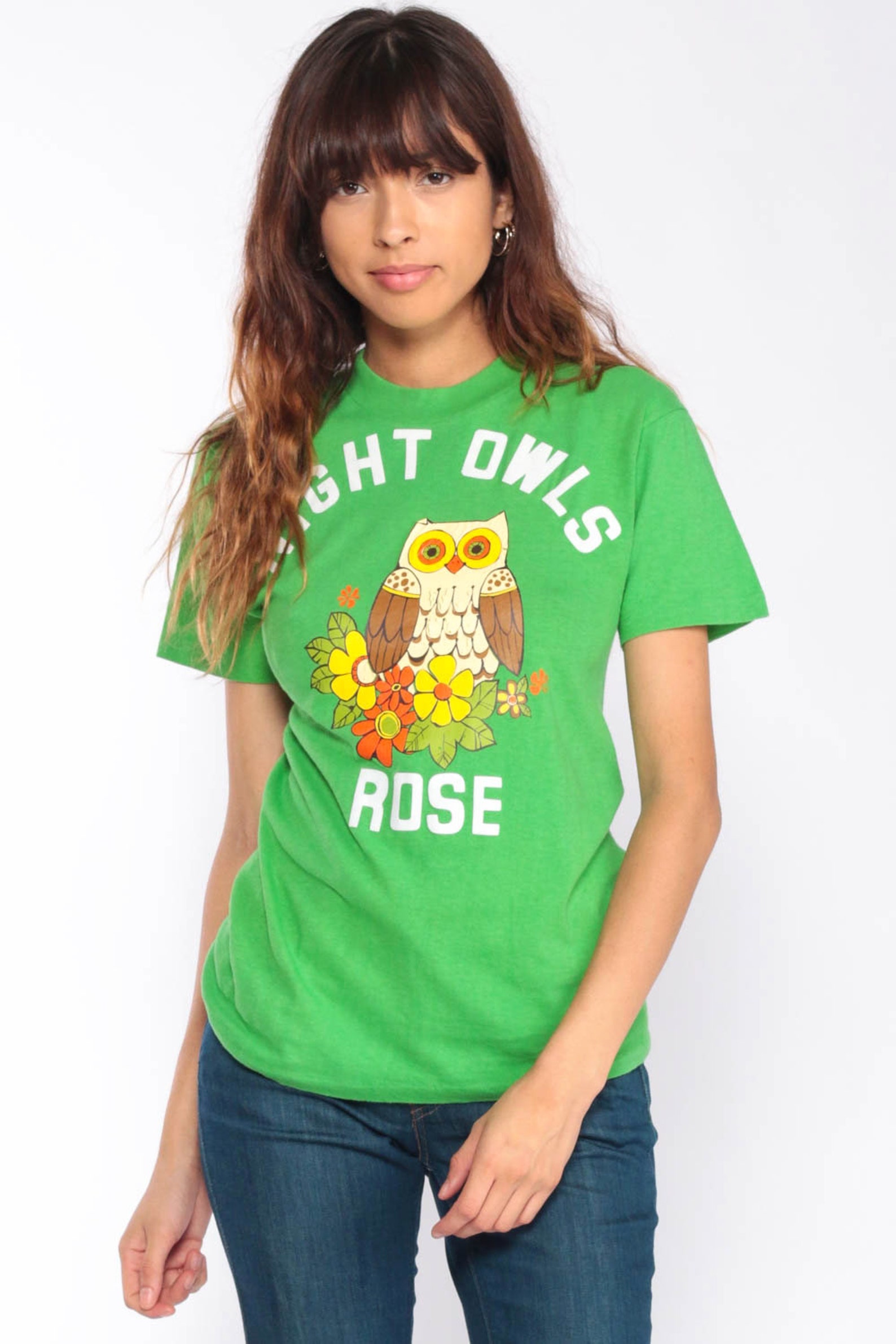 Night Owl Shirt 70s Tshirt NIGHT OWLS ROSE T Shirt Graphic Tee Hippie ...