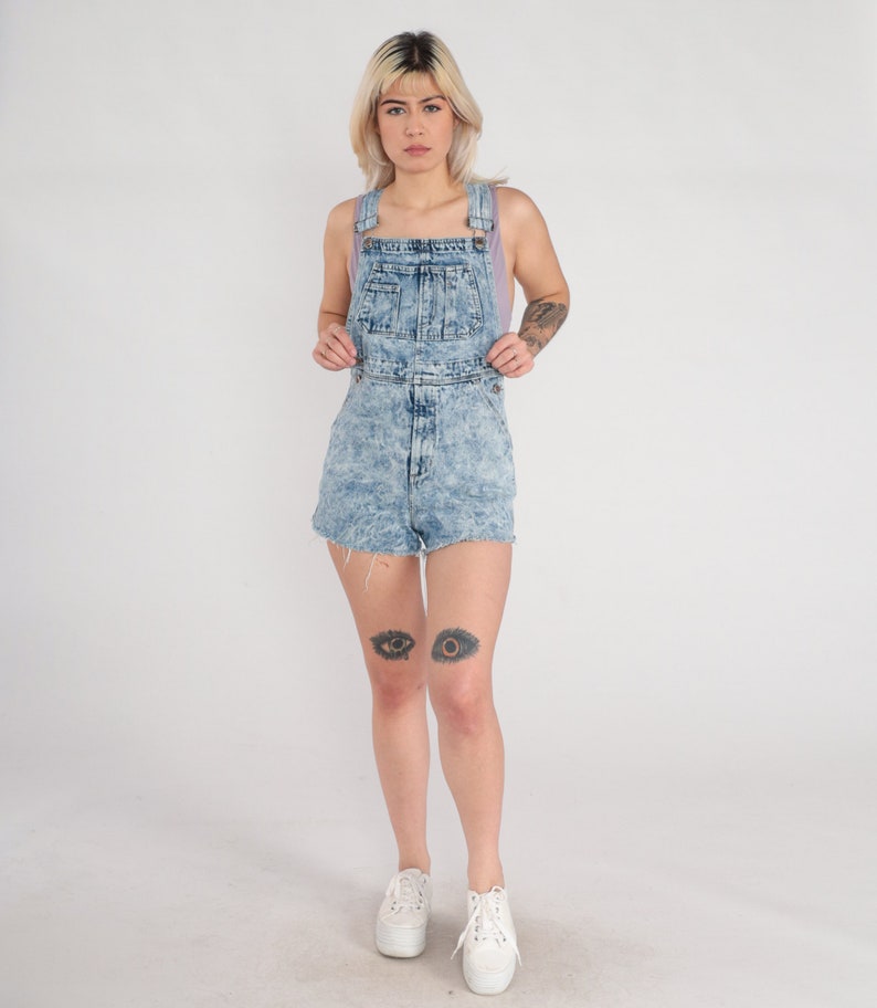 Acid Wash Overall Shorts 80s 90s Faded Glory Denim Shortalls - Etsy