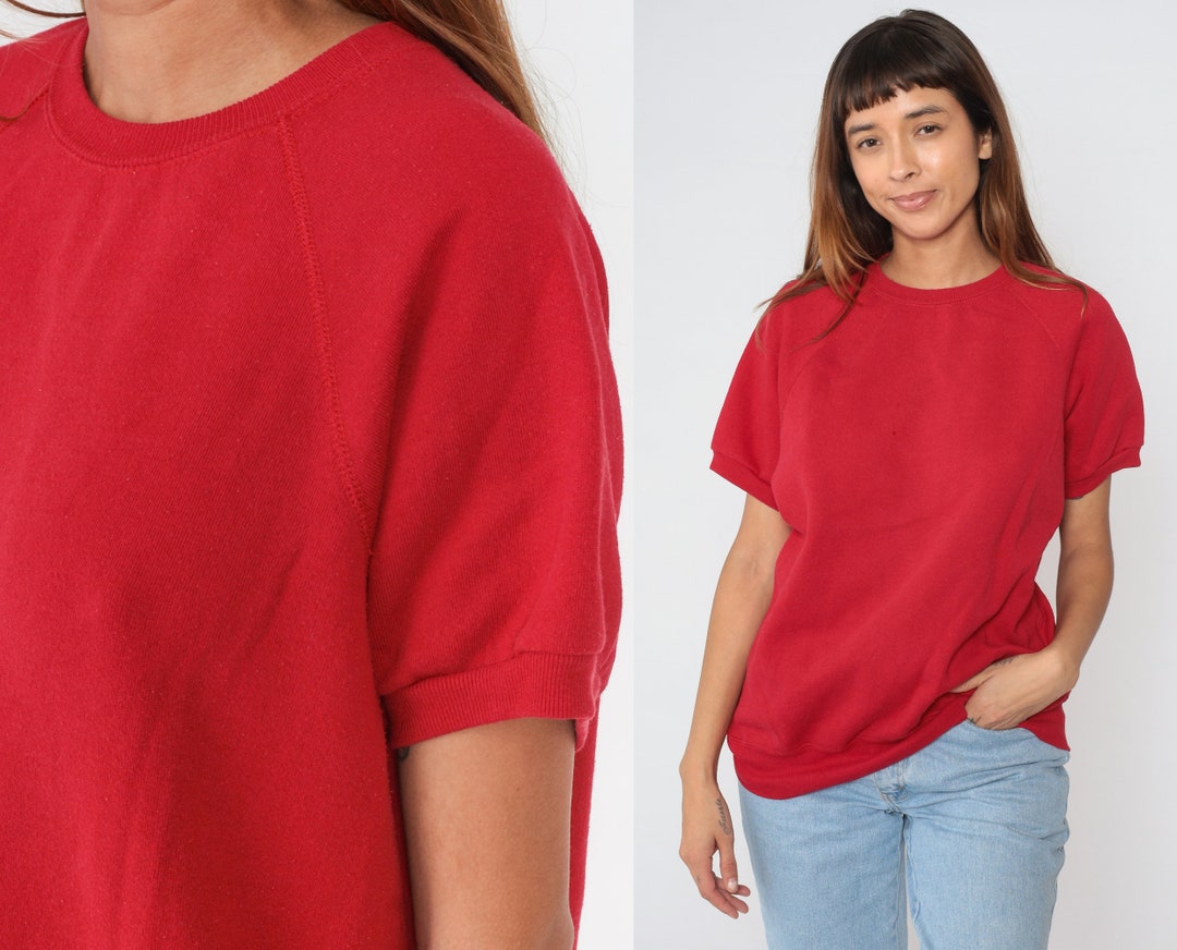 Red Shirt 90s Lee Short Sleeve Sweatshirt Plain T-shirt Raglan Sleeve ...