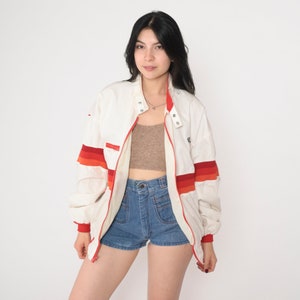 80s Citgo Racing Jacket White Bomber Jacket Red Striped Zip up ...
