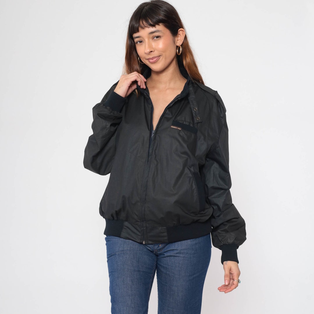 Black Members Only Jacket 80s Cafe Racer Windbreaker Bomber Zip up ...