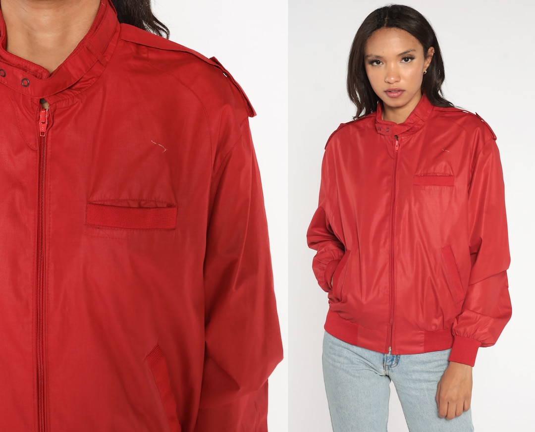 Red Members Only Jacket 90s Bomber Jacket Zip up Windbreaker Cafe Racer ...