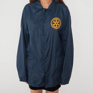 Rotary International Jacket 80s Navy Blue Snap up Windbreaker Jacket ...