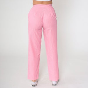 Pink Pinstripe Pants 80s Pleated High Rise Trousers Straight Leg ...