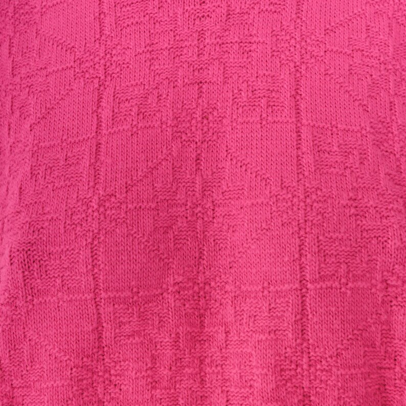 80s Hot Pink Sweater Mock Neck Pullover Textured Knit Geometric Acrylic ...