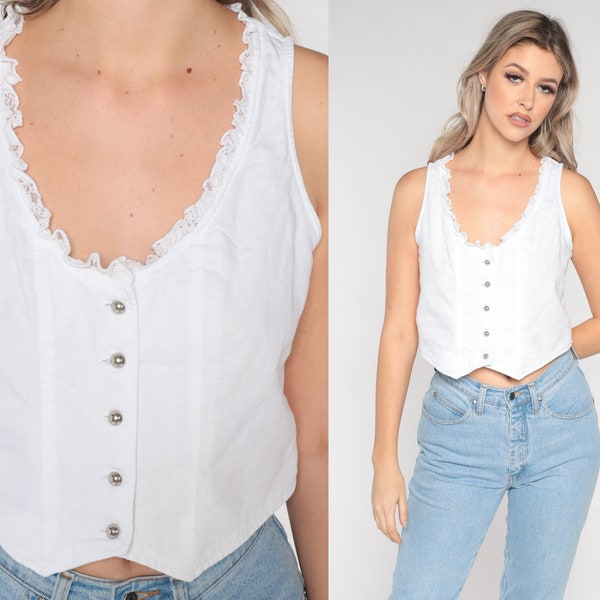 White Cotton Back Button Blouse - Etsy