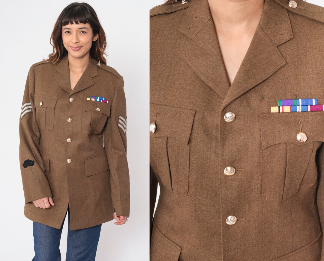 Australian Military Blazer 90s Brown Army Jacket Button up Order of ...