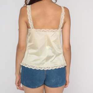 Lace Trim Camisole 80s Cream Olga Cami Lingerie Tank Top Retro Undershirt Sleep V Neck Shirt ...