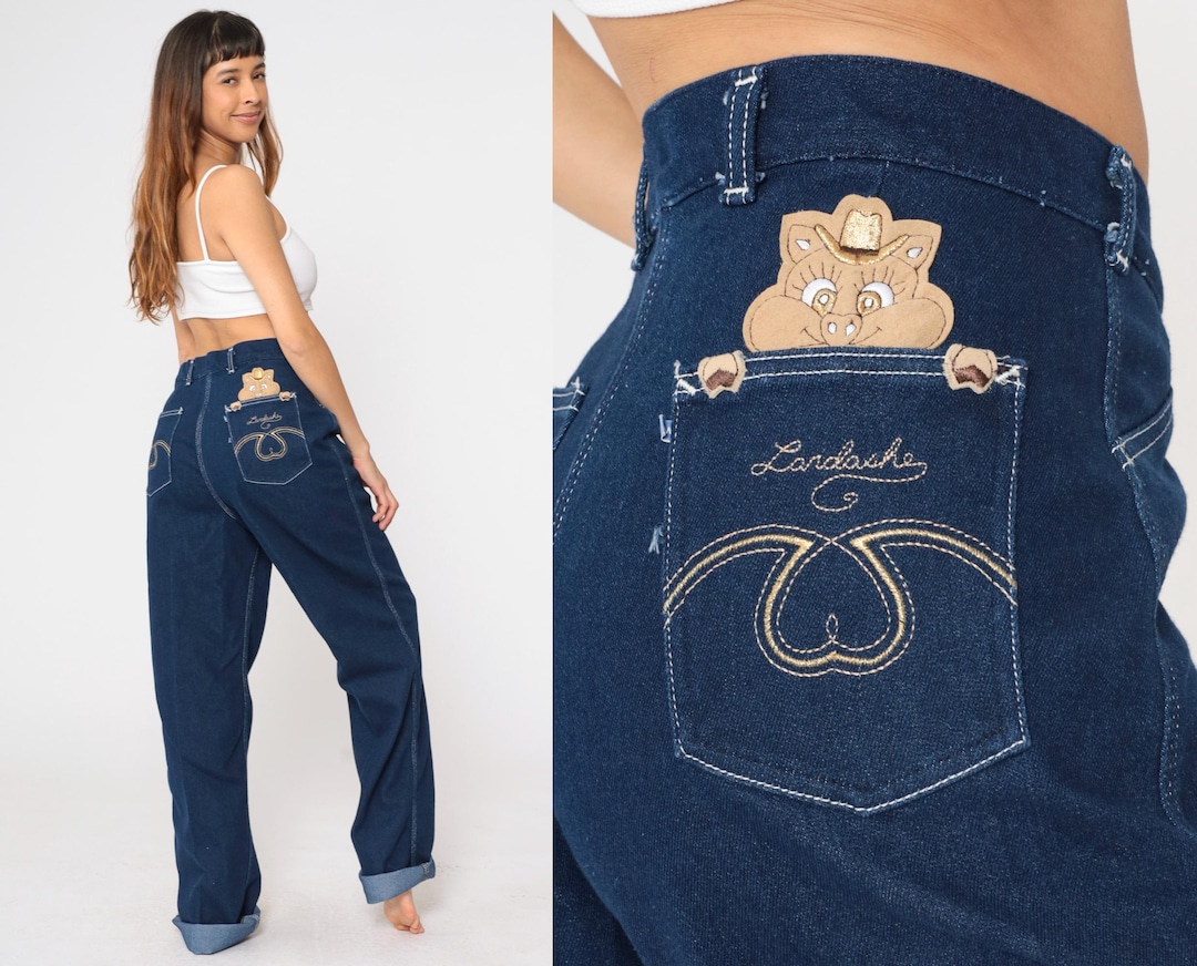 80s Straight Leg Jeans Cowboy Pig High Waisted Jeans Lardache Retro ...