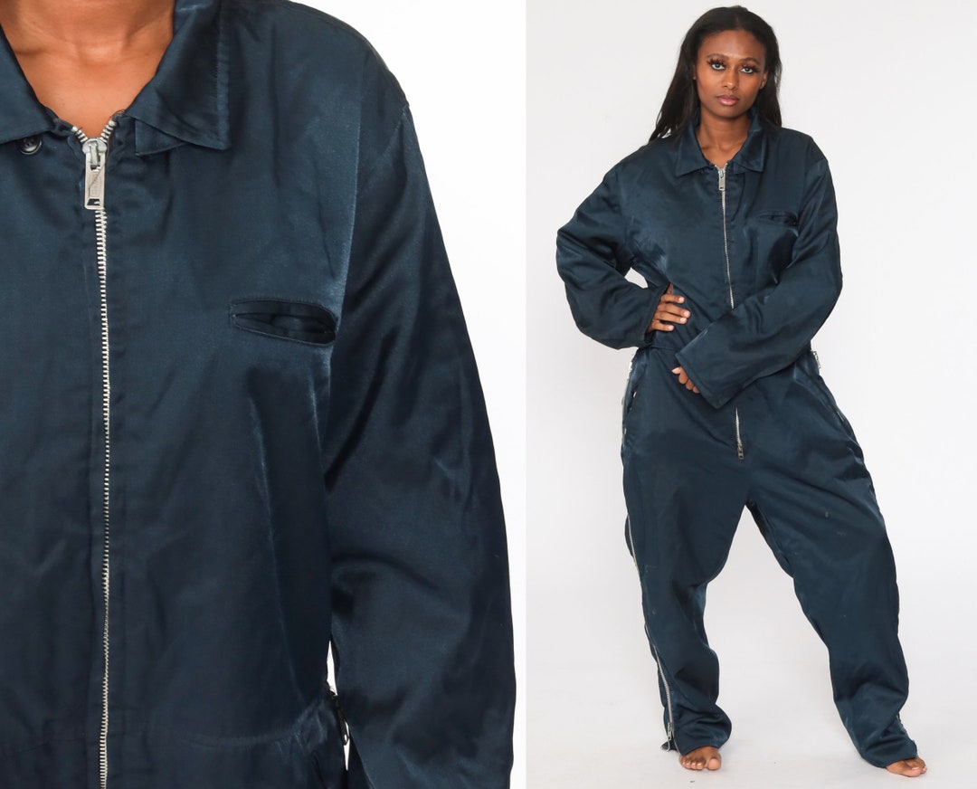Navy Coveralls Blue Jumpsuit Pants Workwear Insulated Uniform 80s One ...