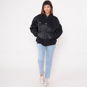 AMVETS Bomber Jacket 90s Black Satin Jacket Carol Retro Uniform Buffalo ...
