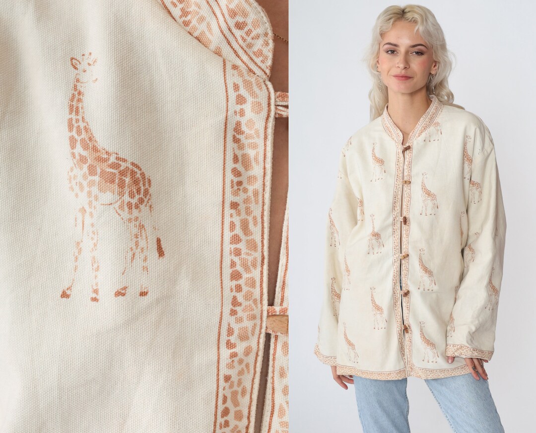Giraffe Jacket Y2K Button up Blazer Safari Animal Print - Etsy