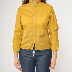 70s Mustard Windbreaker Jacket Retro Plain Thin Zip up Boho Jacket ...