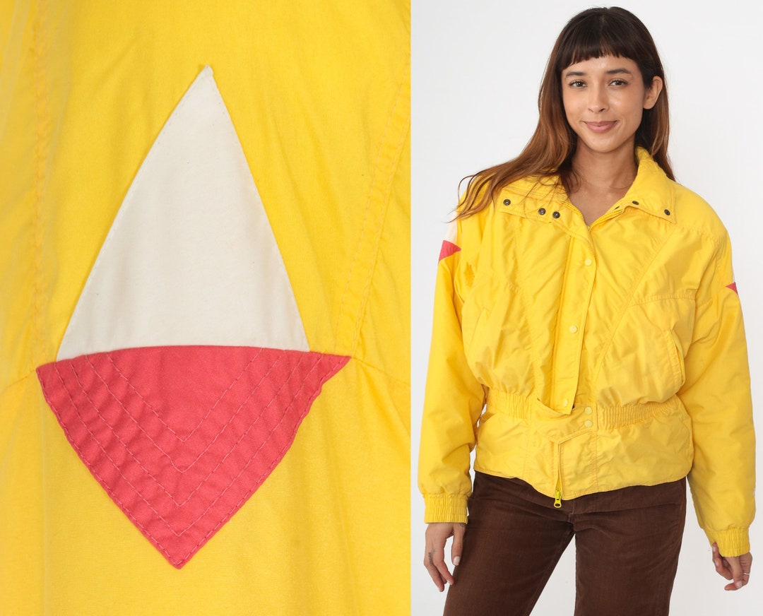 Yellow Puffer Jacket 80s Roffe Ski Jacket Retro Puffy Coat Winter ...