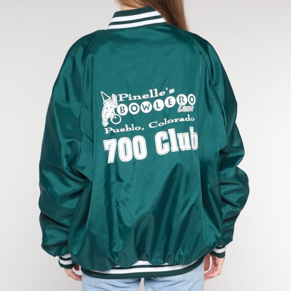 Vintage Bomber Jacket 80s Bowling Uniform Jacket Pine… - Gem