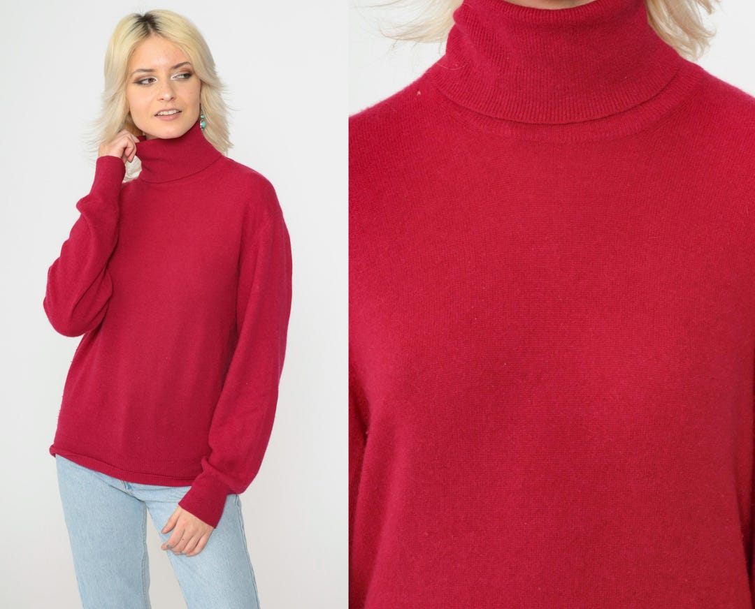 Red Angora Wool Sweater 80s United Colors of Benetton Knit Sweater ...