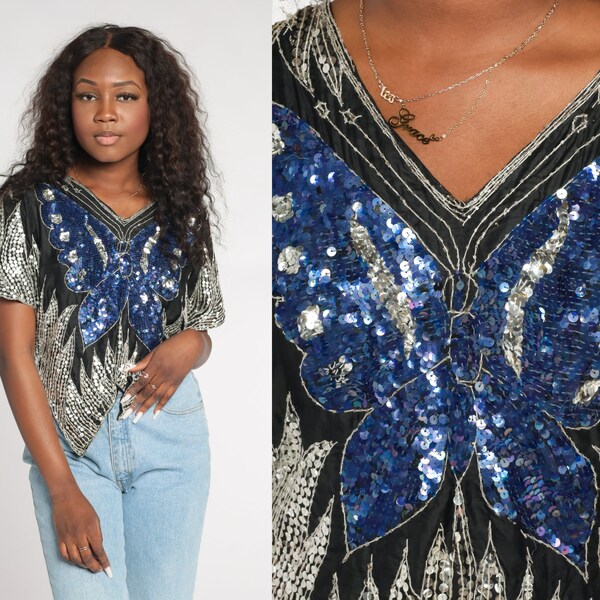 Sequin Butterfly Top - Etsy