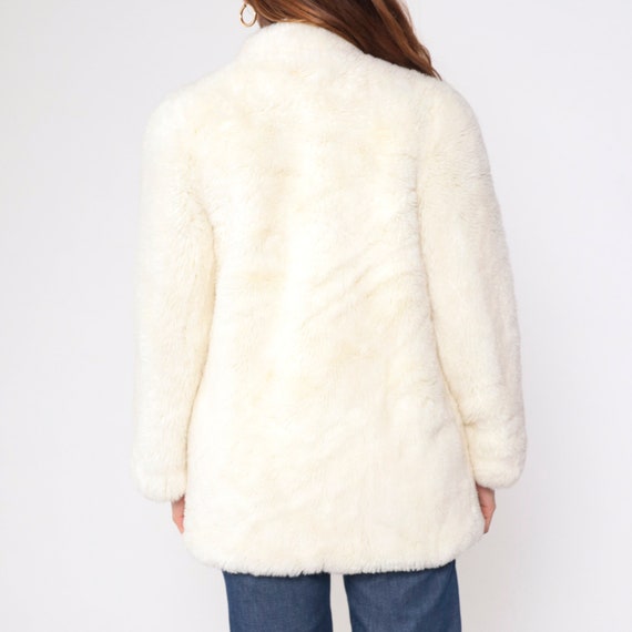 80s Faux Fur Coat Cream Furry Jacket Fake Fur Vegan C… - Gem