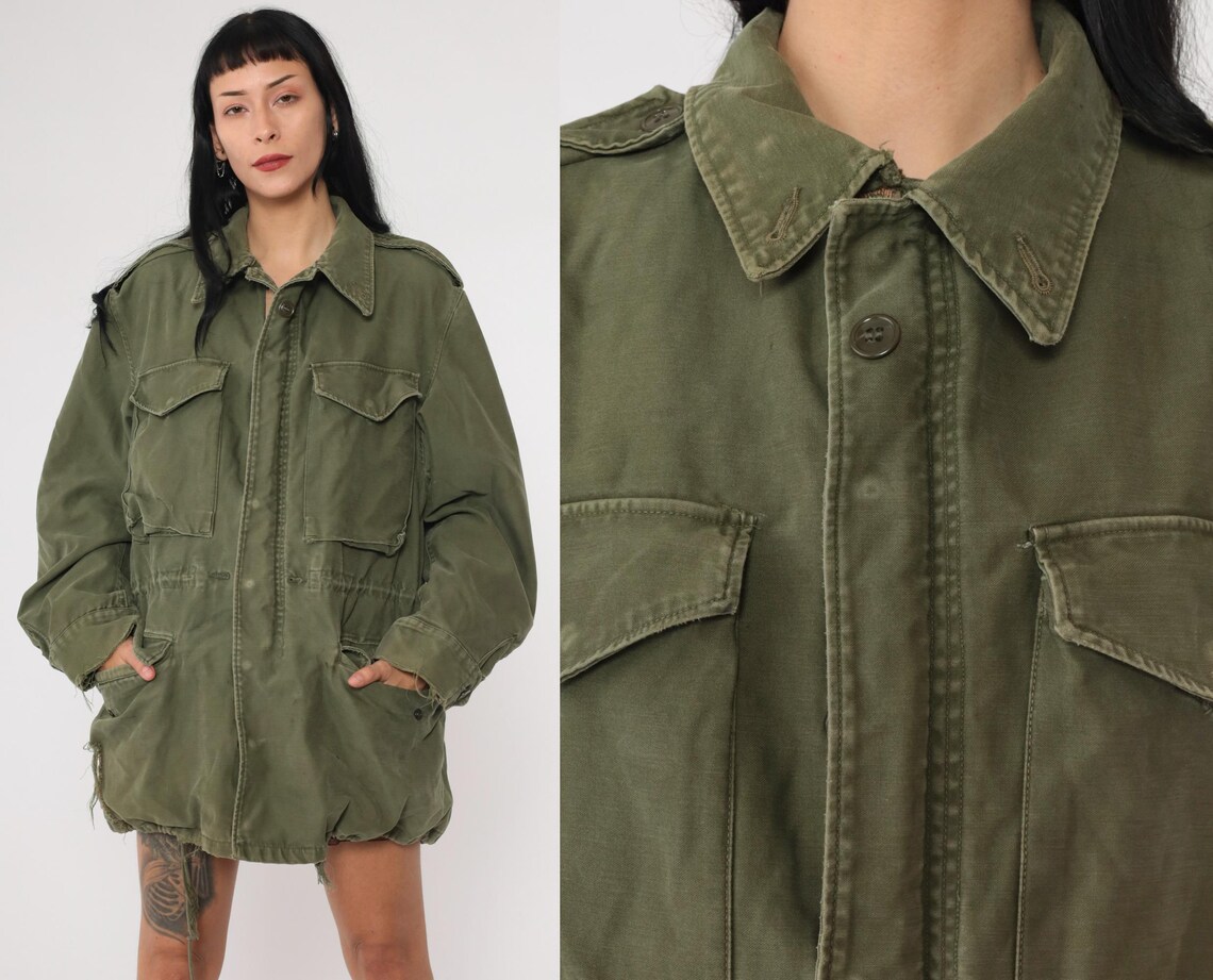 Vintage 1950s Military Field Jacket Four-pocket Distressed 50s Army ...