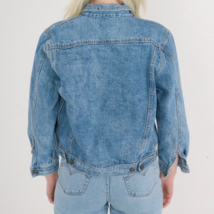 80s Denim Jacket Blue Jean Jacket Button up Coat Retro Biker Trucker ...