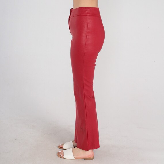Red Vinyl Pants 90s Bell Bottom Pants Flared Trousers… - Gem