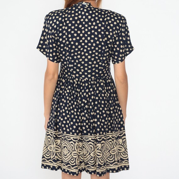 Popcorn Print Dress 90s Mini Double Breasted Button U… Gem