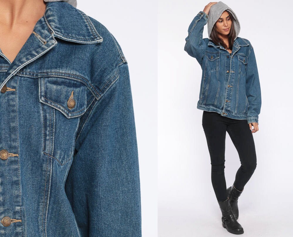 Over Sized Denim Jacket Hoodie