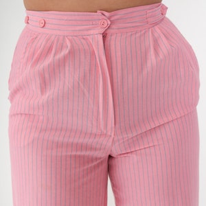 Pink Pinstripe Pants 80s Pleated High Rise Trousers Straight Leg ...