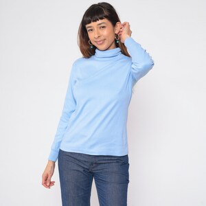 Baby Blue Turtleneck Shirt 90s Long Sleeve Shirt Pullover Top Retro ...