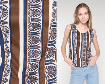Blue and White Tile Print Blouse - Etsy