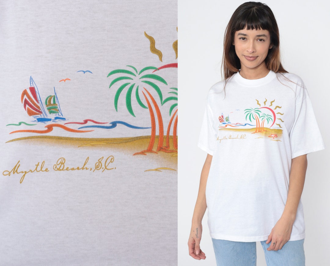 Myrtle Beach Shirt 00s South Carolina T-shirt Sailboat Palm Tree Beach ...