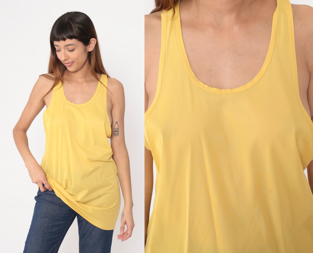 Yellow Tank Top 80s Munsingwear Single Stitch Retro Shirt 1980s Low ...