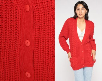 Red Cableknit Cardigan Men - Etsy