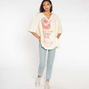 Vintage Rice Sack Shirt Tsuru Mai Hawaii Flour Sack Tshirt Crane Bird ...