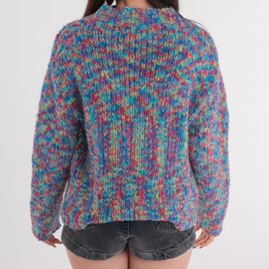 Chunky Knit Sweater Y2K Colorful Pullover Mockneck Sweater Red Blue ...