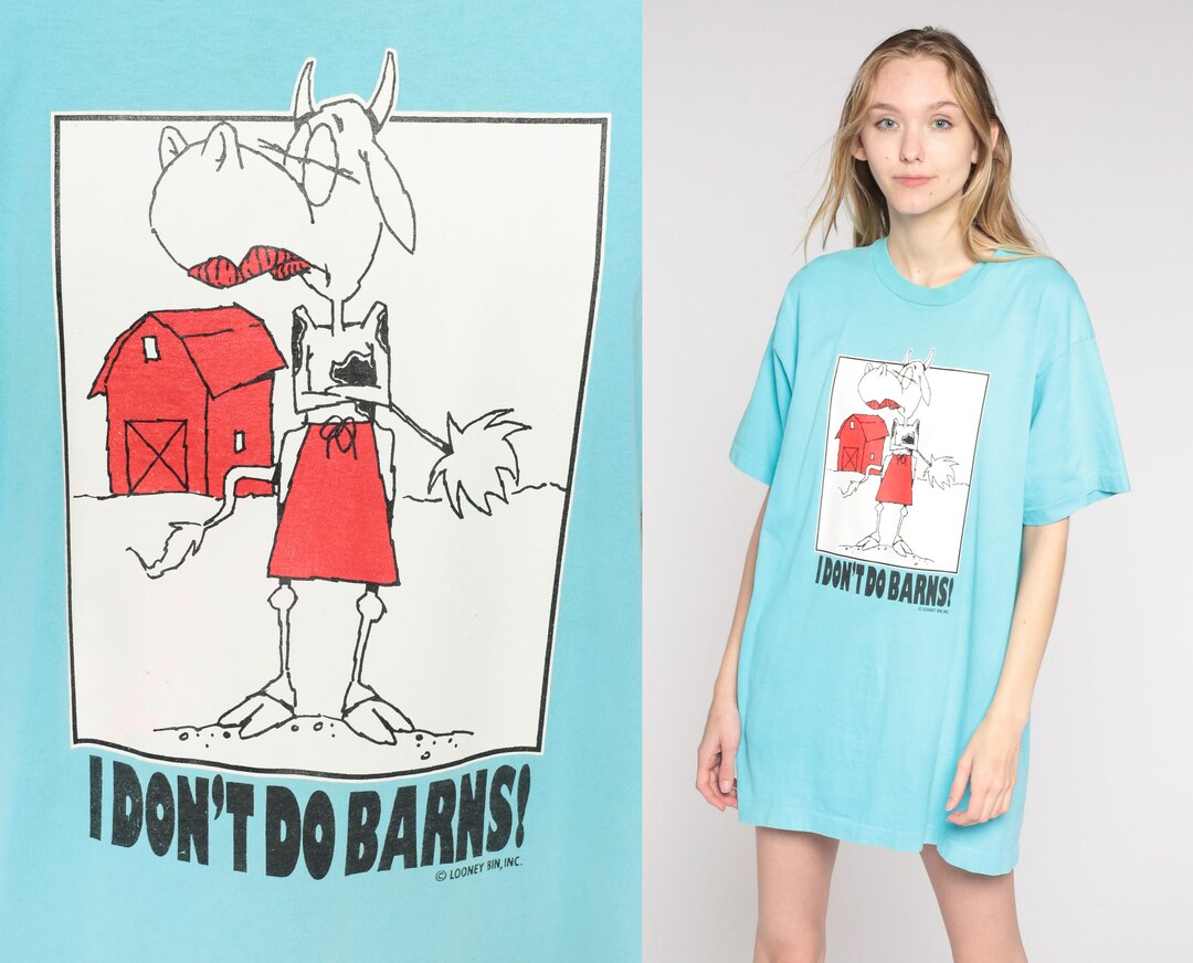 Funny Cow T Shirt 90s I Don't Do Barns Farm Shirt Vintage Looney Bin ...