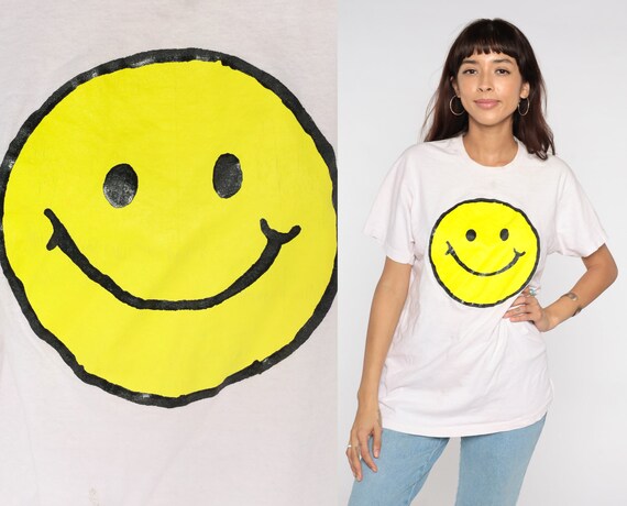 Smiley Face Shirt 90s Happy Face T Shirt Graphic Tee 1990s - Etsy