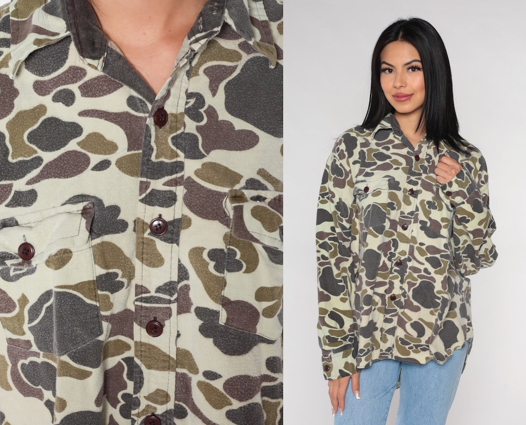 Camo Military Shirt 90s Camouflage Button up Army Shirt Green - Etsy