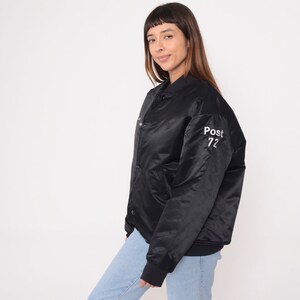 AMVETS Bomber Jacket 90s Black Satin Jacket Carol Retro Uniform Buffalo ...