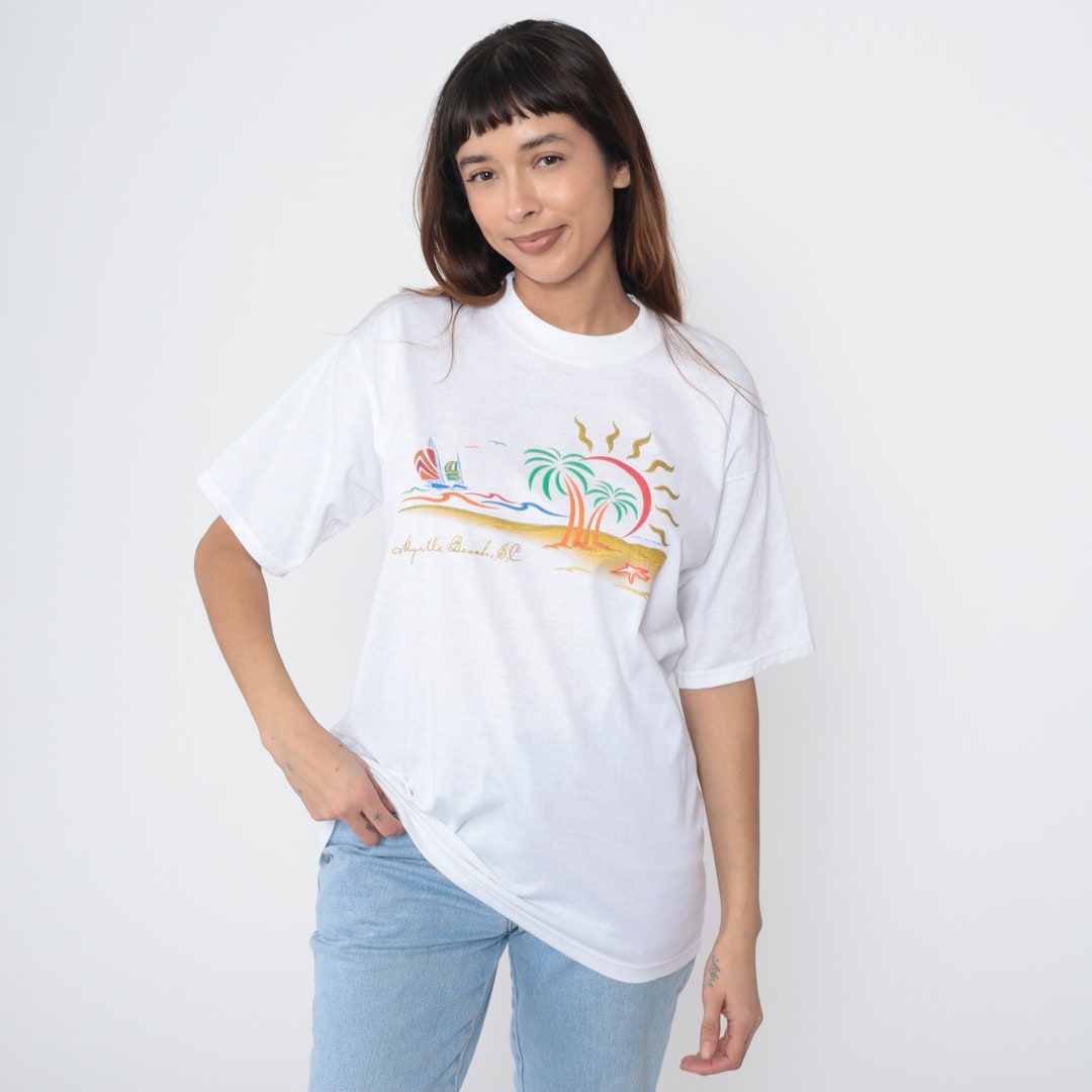 Myrtle Beach Shirt 00s South Carolina T-shirt Sailboat Palm Tree Beach ...