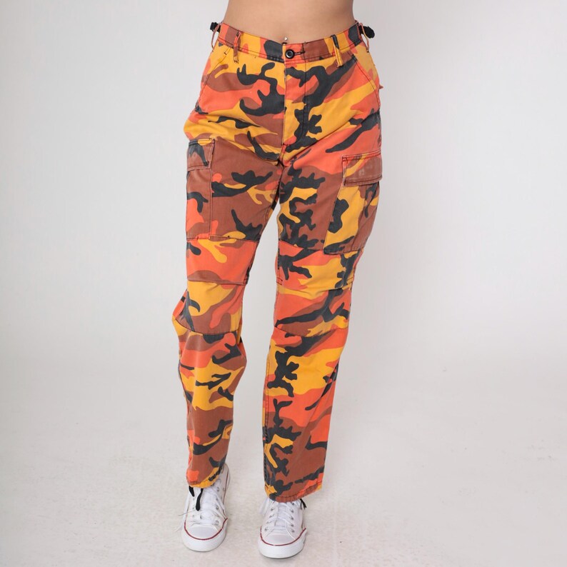 Orange Camo Pants Green Yellow CARGO Pants Military Combat Pants Yellow ...