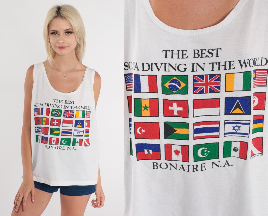 90s Suba Diving Tank Top Bonaire Netherlands Shirt Diving Flag Tee ...