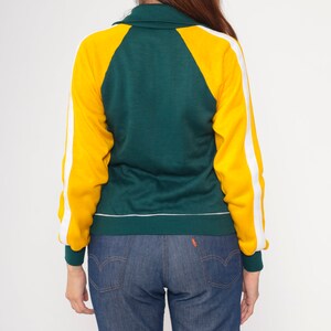 70s Track Jacket Green Yellow Color Block Jacket Zip up Raglan Sleeve ...