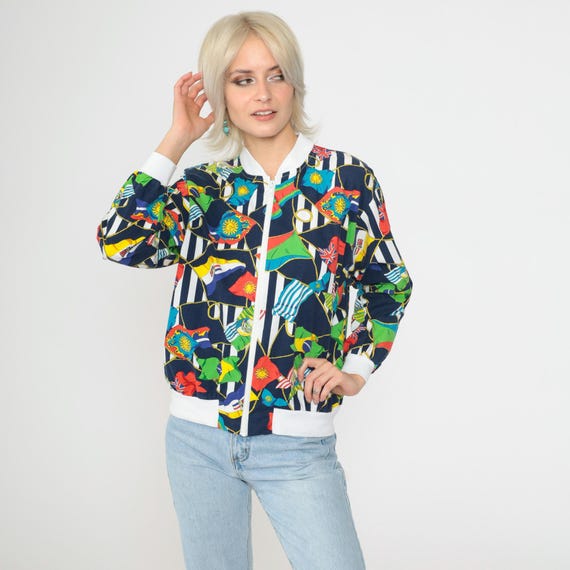 90s Nautical Windbreaker Jacket World Flags Print Sai… - Gem