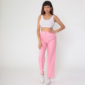 Pink Pinstripe Pants 80s Pleated High Rise Trousers Straight Leg ...