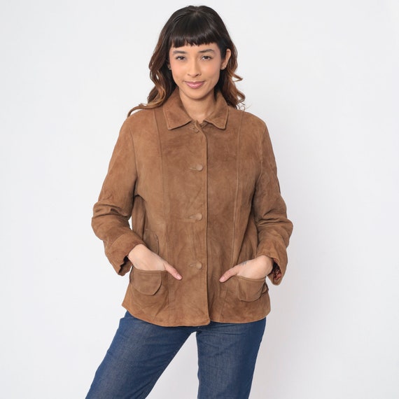 Brown Suede Jacket 70s Distressed Leather Jacket Bohe… - Gem