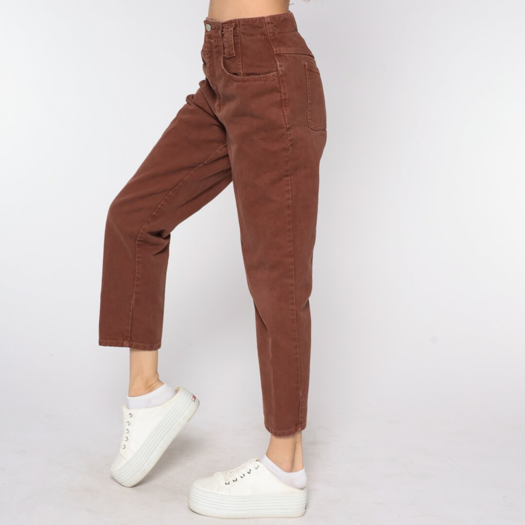 Brown Mom Jeans Colored Jeans 90s Jeans Color High Waist Jeans Tapered ...